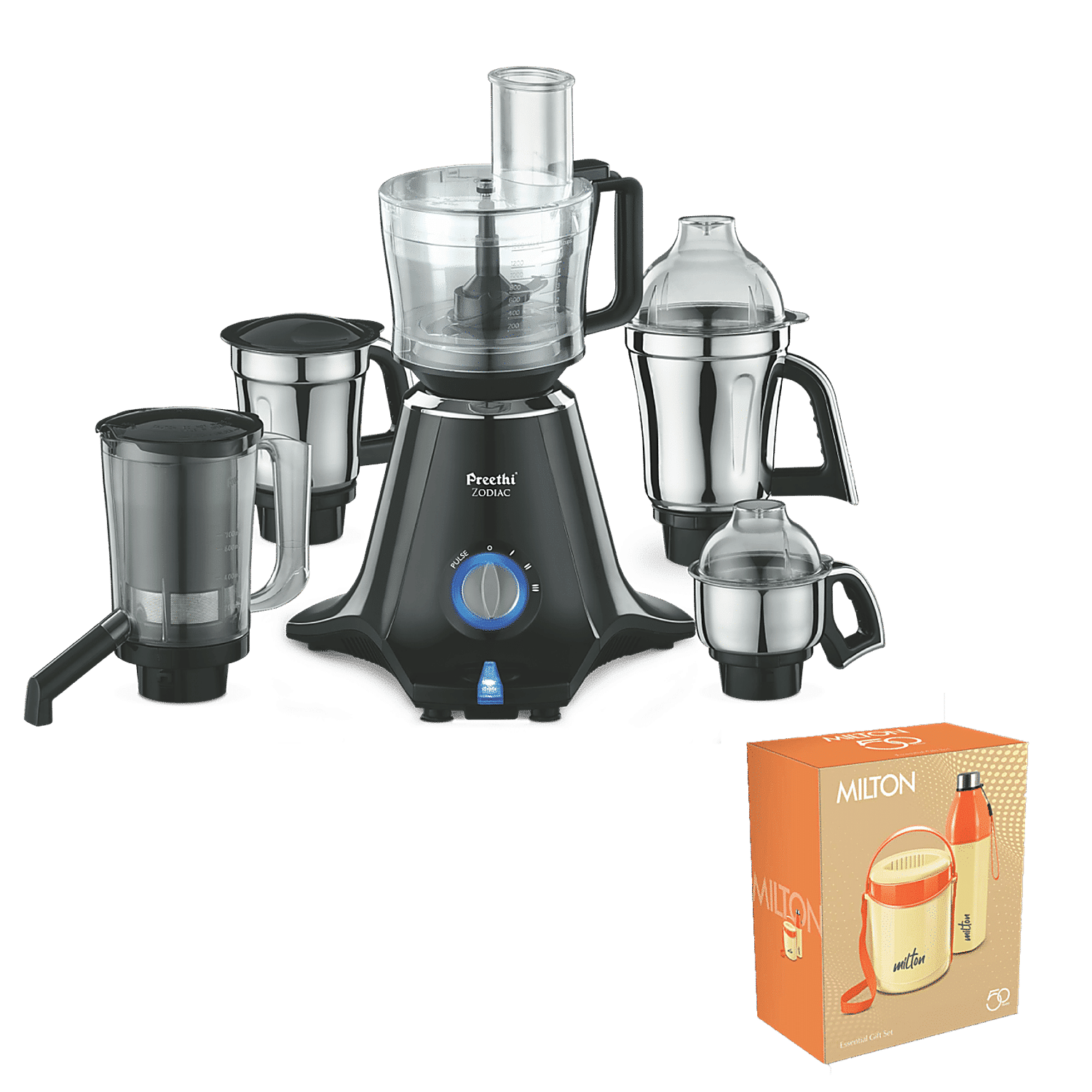 Buy Preethi Zodiac Mixer Grinder + Get Free Milton Econo Lunch Set Online