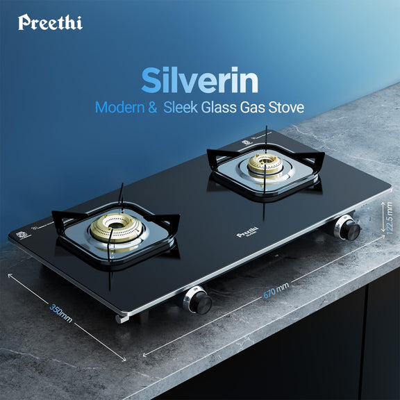 Buy Preethi Silverin 2 Burner Glass Top Gas Stove Online