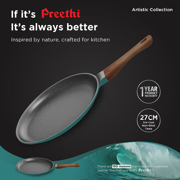 Buy Ocean Green Artistic Non Stick Tawa Online at Preethi