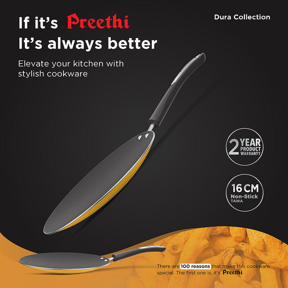 Buy Turmeric Yellow Non Stick Concave Tawa Online at Preethi