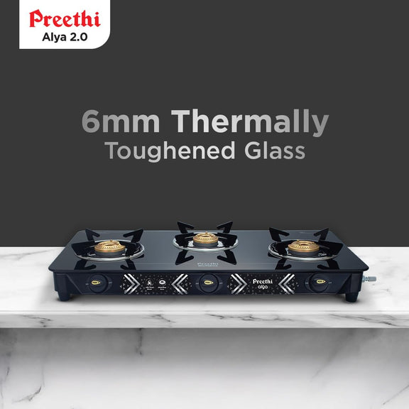 Buy Preethi Alya 3 Burner Glass Top Gas Stove Online